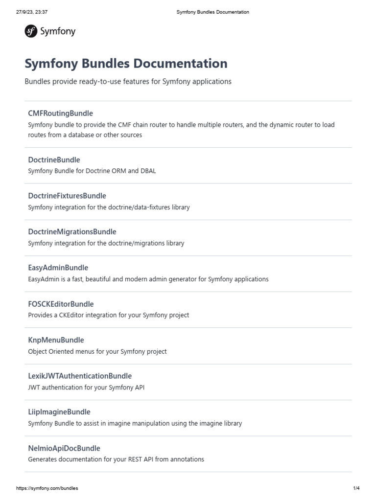 Symfony Bundles Documentation Pdf Library Computing Java Script 1140