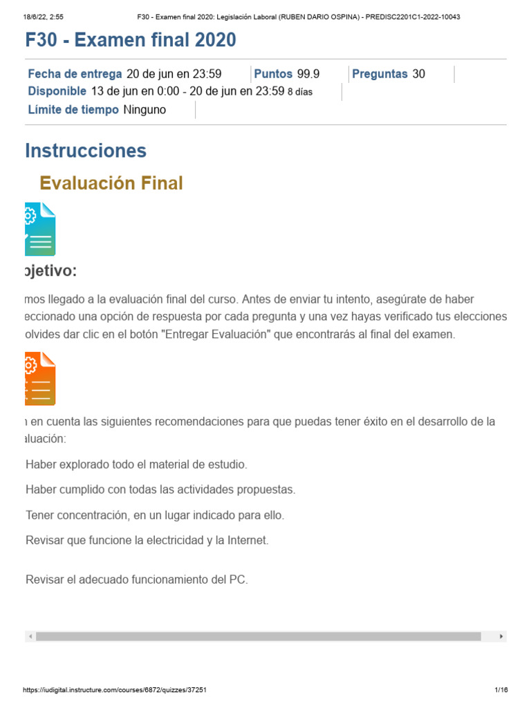 Examen Final 2020 - Legislación Laboral | PDF