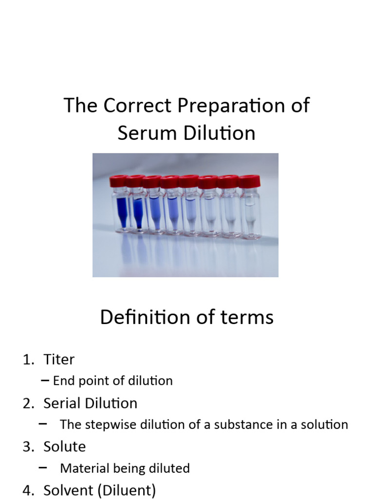 The Correct Preparation of Serum Dilution | PDF
