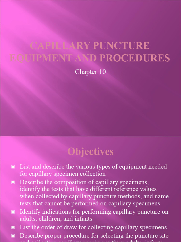 Capillary Puncture Procedure Steps | PDF