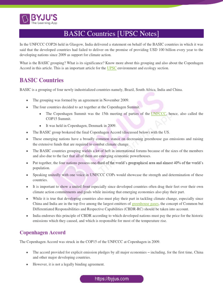 BASIC Countries UPSC Notes | PDF | Social Science | Technology ...