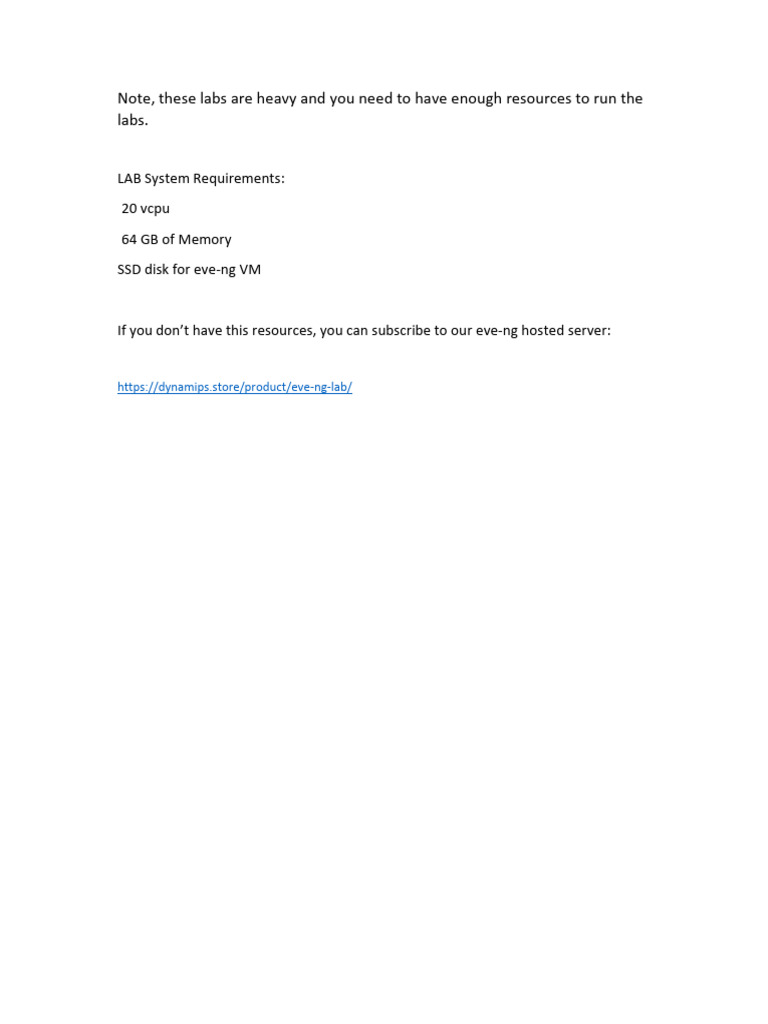 EVE-NG Lab System Requirements Guide | PDF