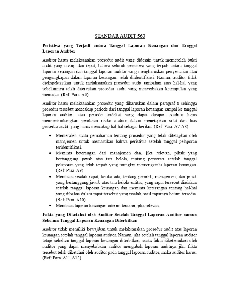 Standar Audit 560 | PDF