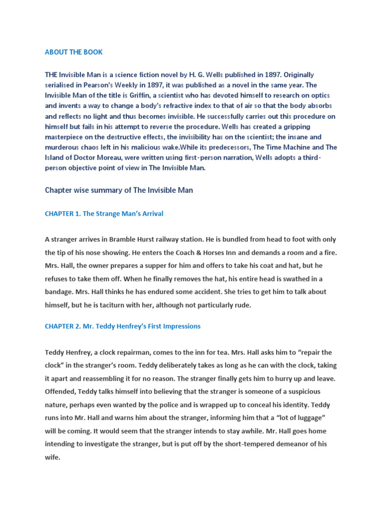 Summary of The Invisible Man Chapters | PDF | Mystery, Thriller & Crime ...