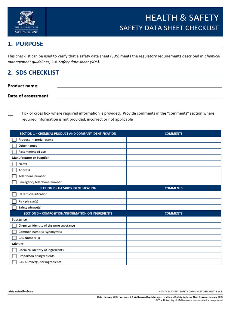 SDS Compliance Checklist | PDF