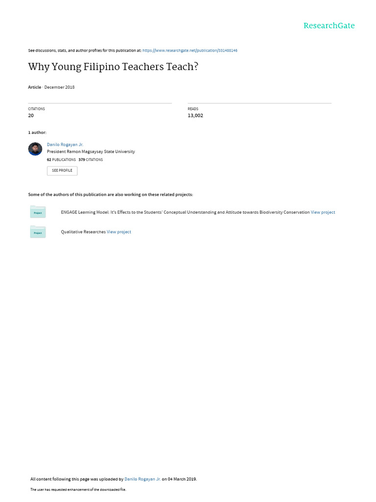 Why Young Filipino Teachers Teach | PDF | Teachers | Motivation