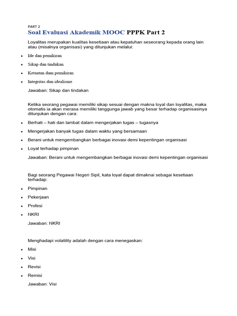 Soal Soal Mooc Part 2 | PDF