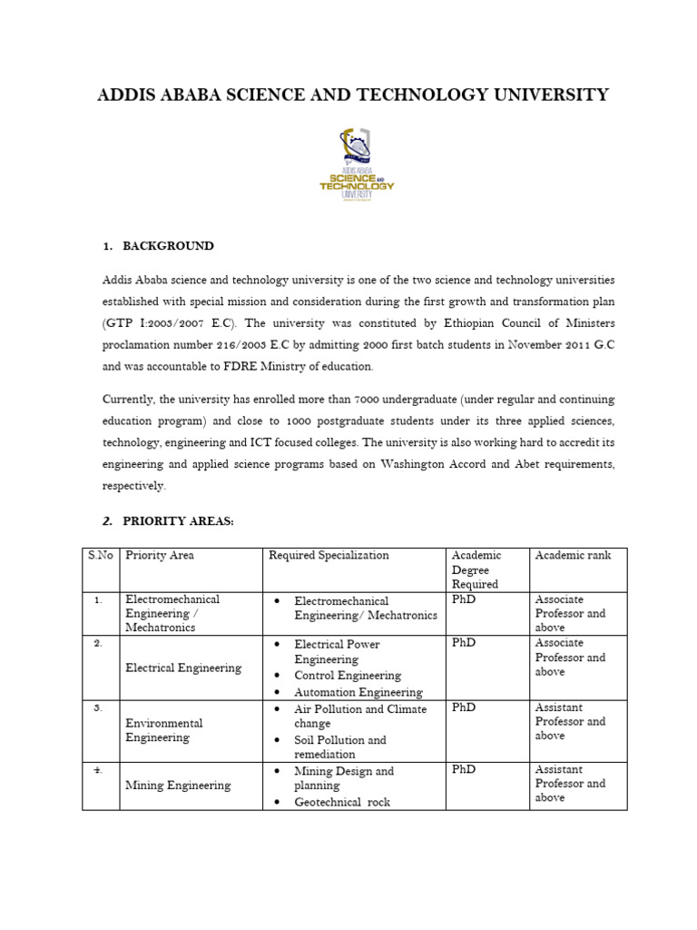 Addis Ababa Science and Technology University | PDF