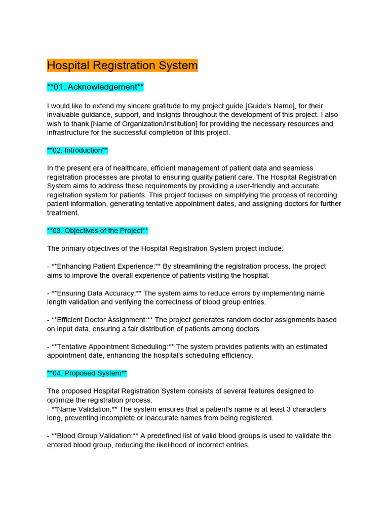 Hospital Registration System | PDF | Software | Patient