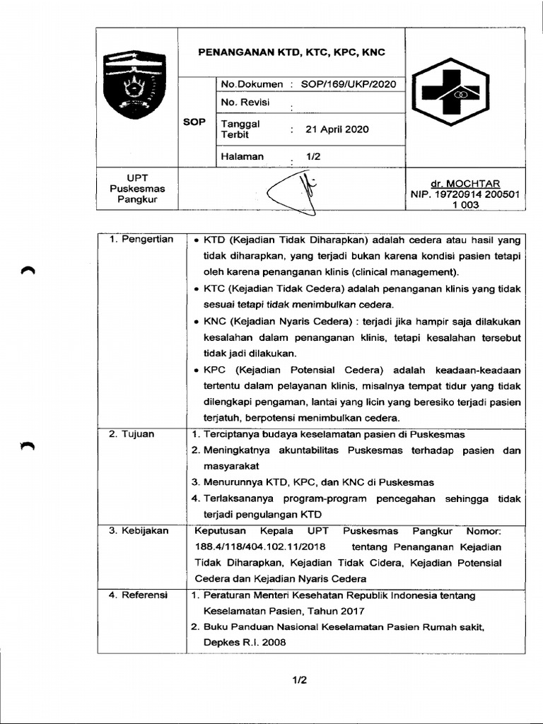 Sop Penangan KTD, KTC, KPC, KNC | PDF