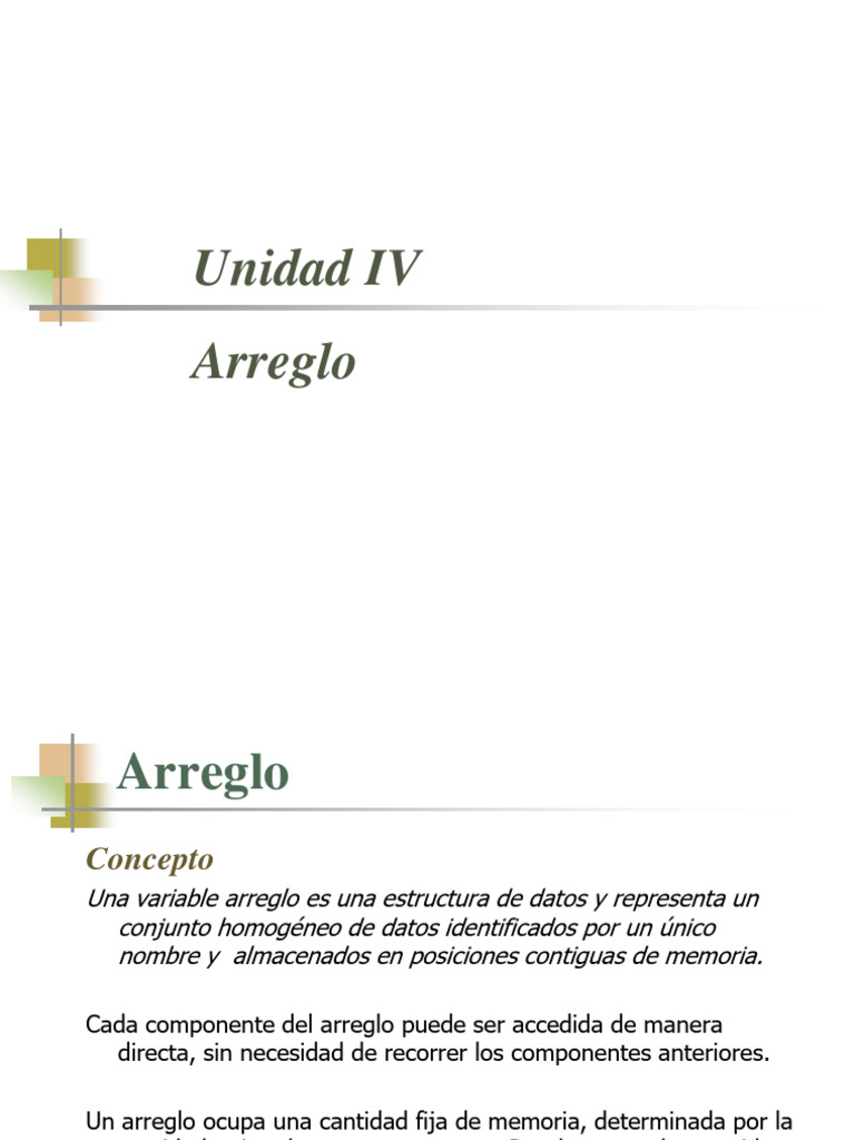 Arreglos | PDF | Almacenamiento de datos de la computadora | Variable (informática)