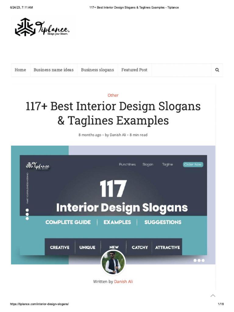 117+ Best Interior Design Slogans & Taglines Examples - Tiplance | PDF