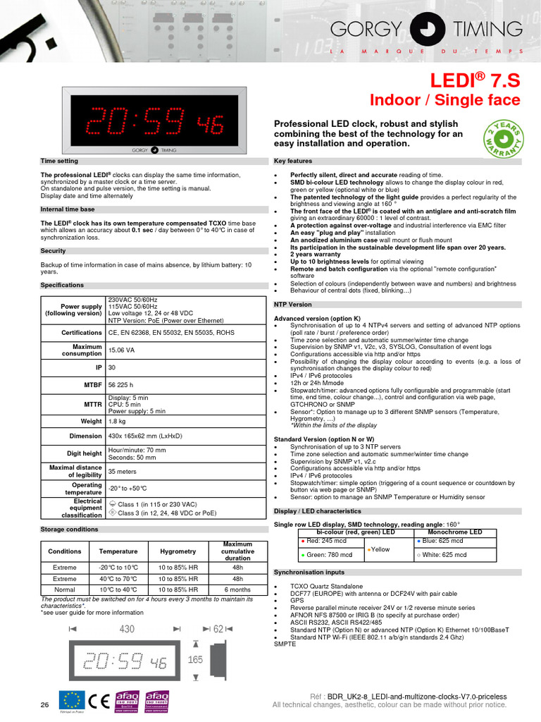 Gorgy Timing Clock N366 - N1177U | PDF