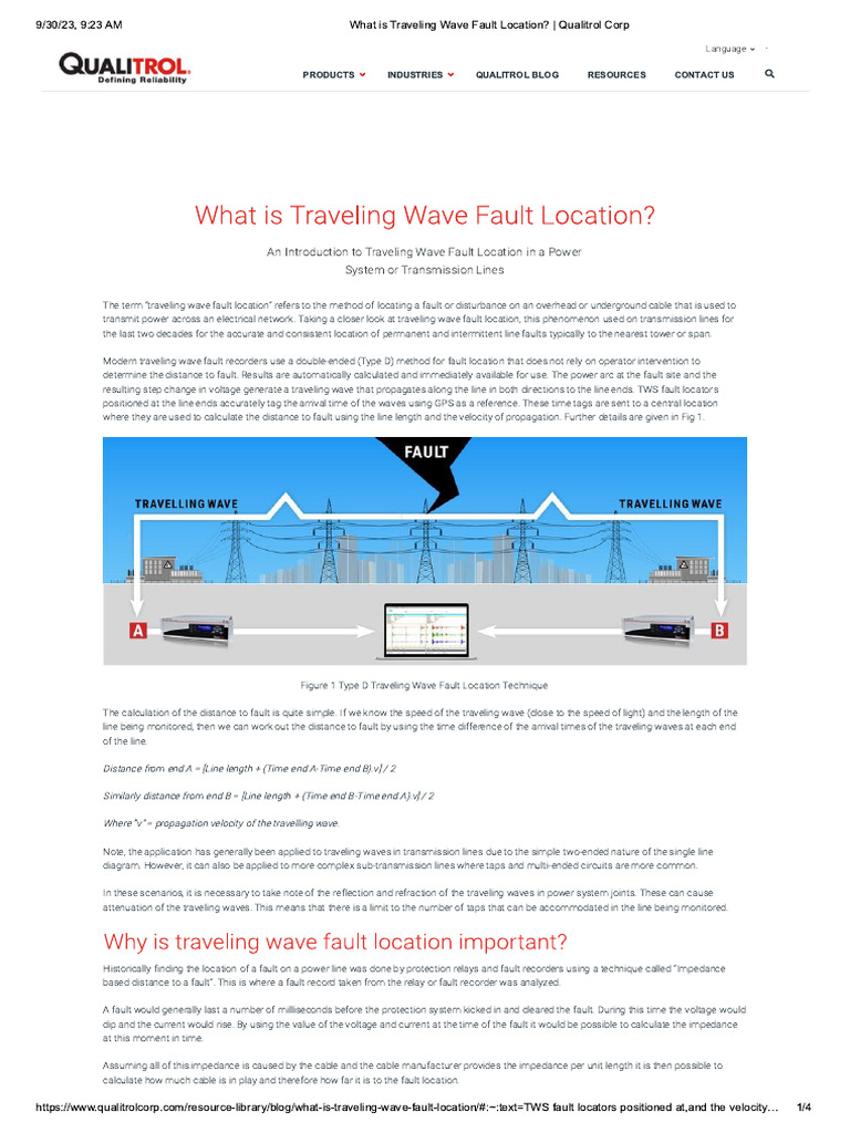 Traveling Wave Fault Location - Qualitrol Corp | PDF Traveling Wave Fault Location - Qualitrol Corp | PDF