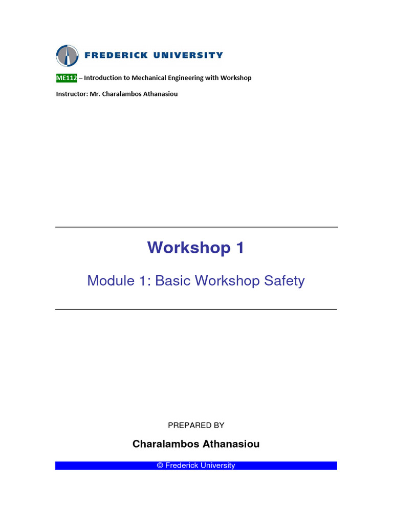 ME112_Workshop_1_Basic Workshop Safety | PDF | Safety | Fires