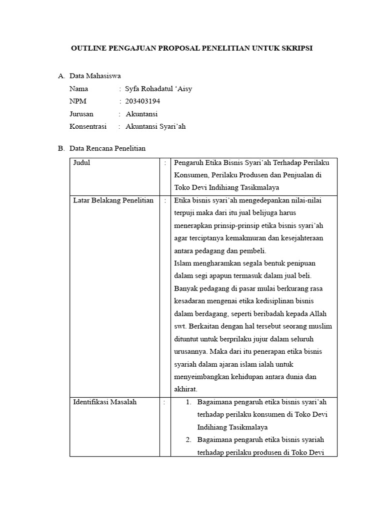 Outline Pengajuan Proposal Skripsi Pdf