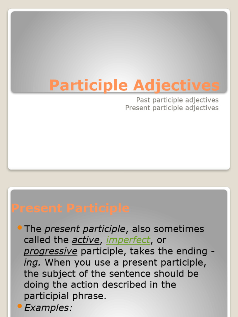 Participle Adjectives | PDF