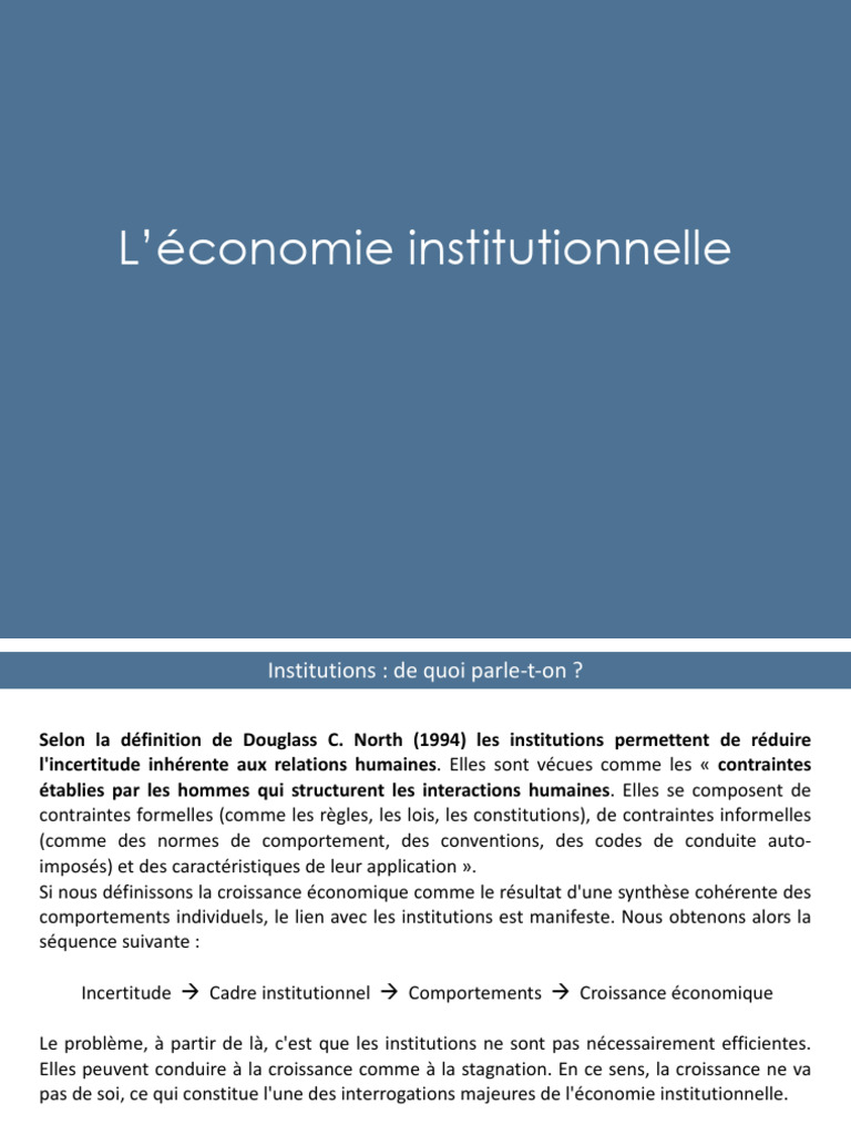 Economie Institutionnelle | PDF | Sciences sociales | Histoire