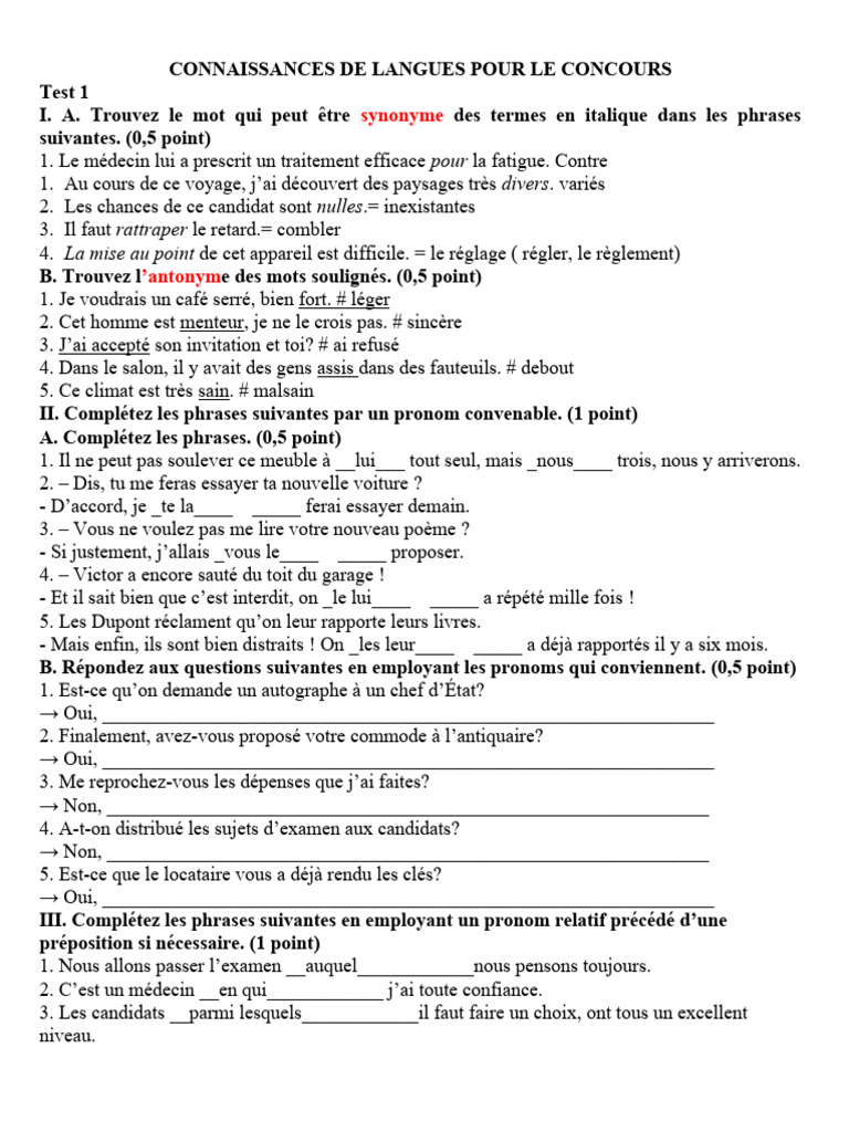 Connaissances linguistiques pour concours | PDF