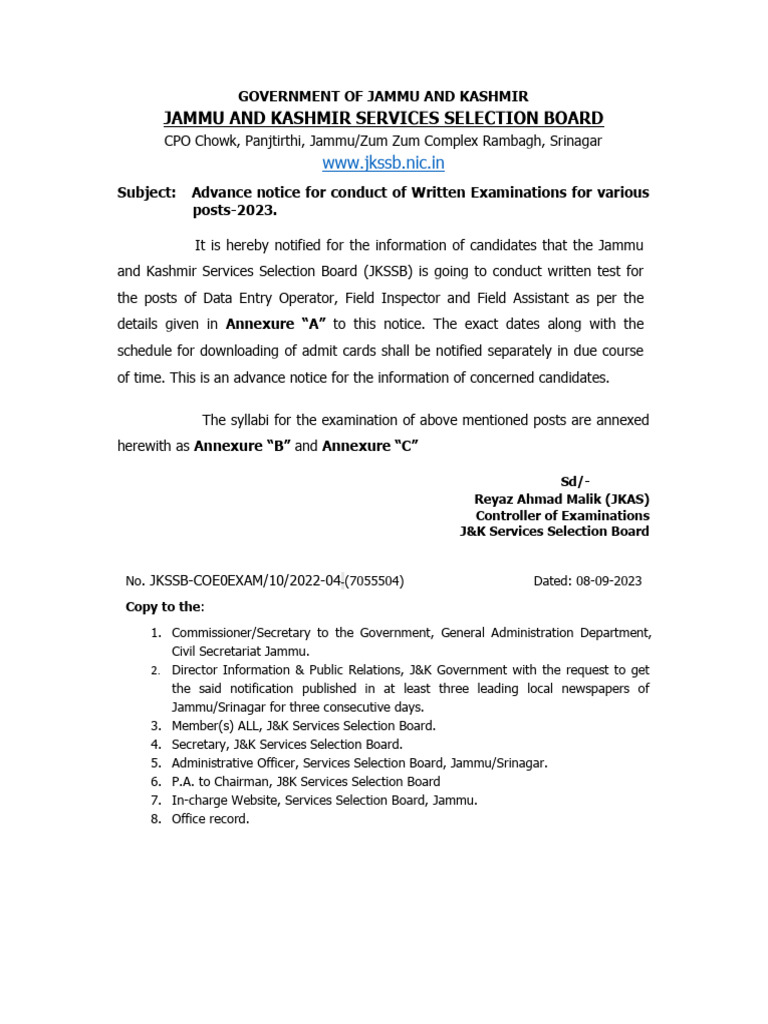 Advance Notice 08092023 | PDF