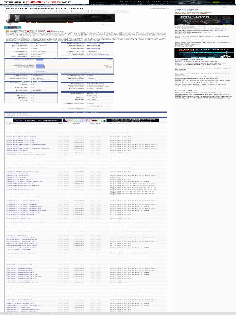 NVIDIA GeForce GTX 1650 Specs TechPowerUp GPU Database | PDF