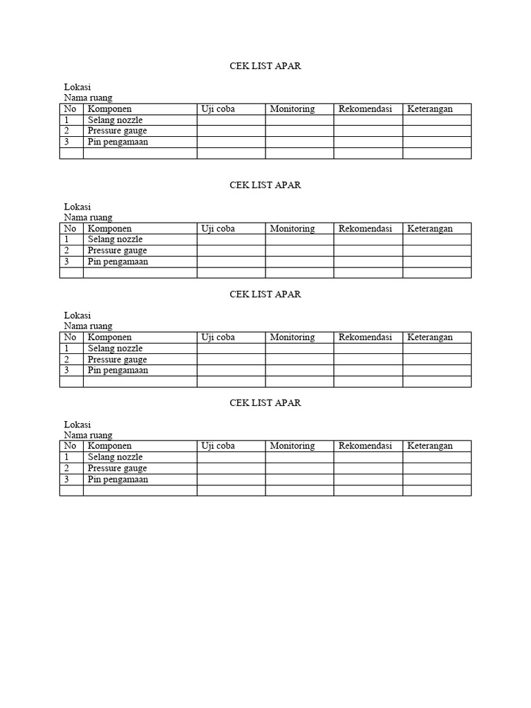 Standart 1.3 Ep 7 Cek List Apar | PDF