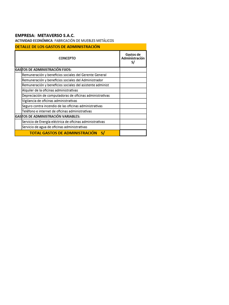 2.Ejemplo-Item B.2 Tablas Detalle de Gastos | PDF