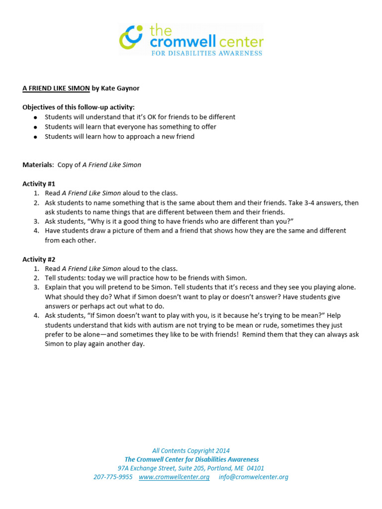 A-Friend-Like-Simon-book-activity-grades-1-and-2 | PDF