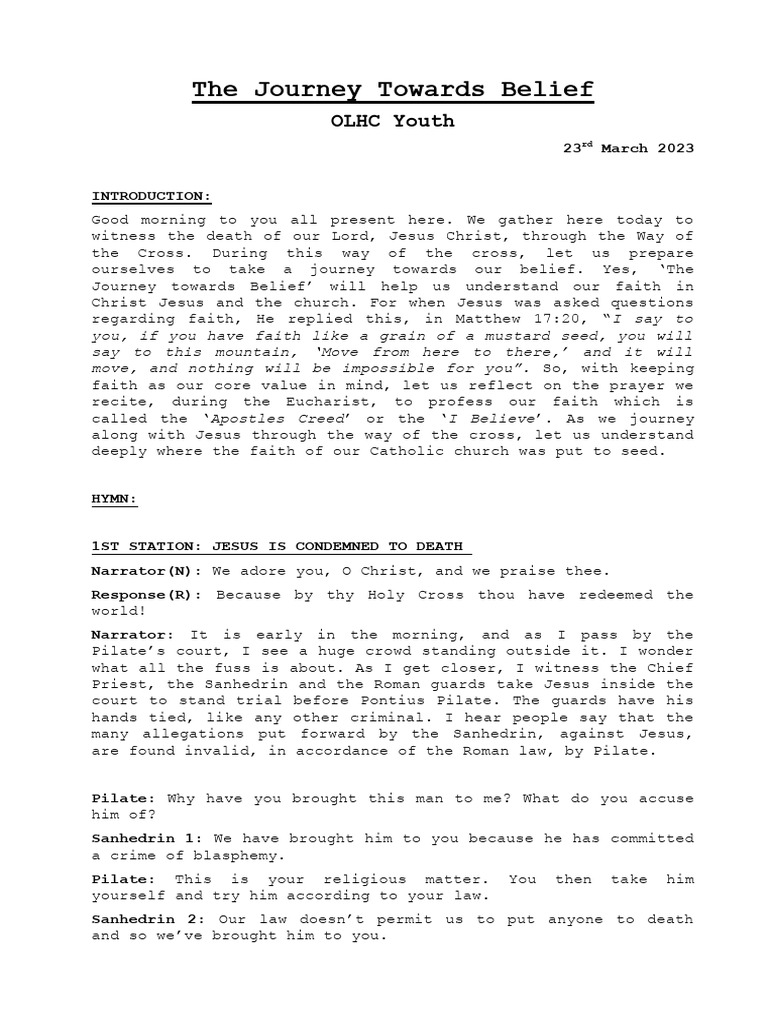 Script - 2023 - Way of The Cross | PDF | Jesus | Pontius Pilate Script - 2023 - Way of The Cross | PDF | Jesus | Pontius Pilate