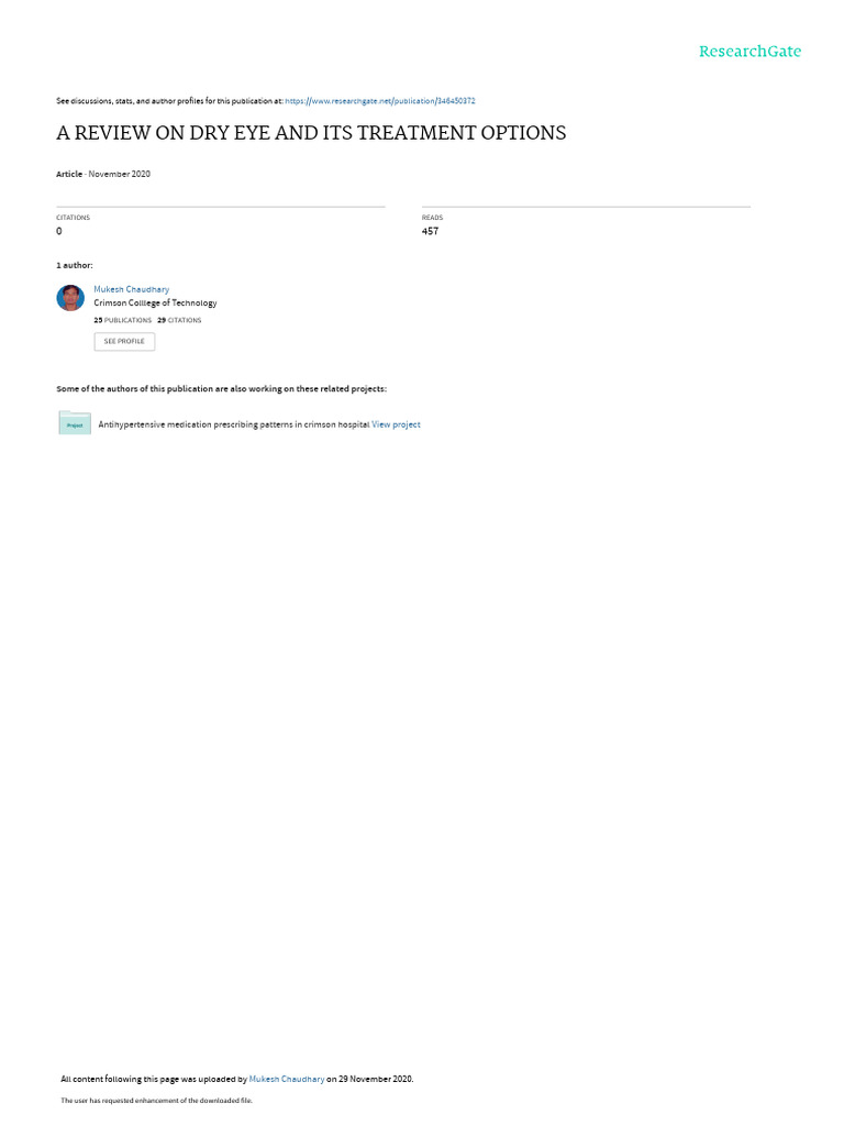 Dry Eye Overview | PDF