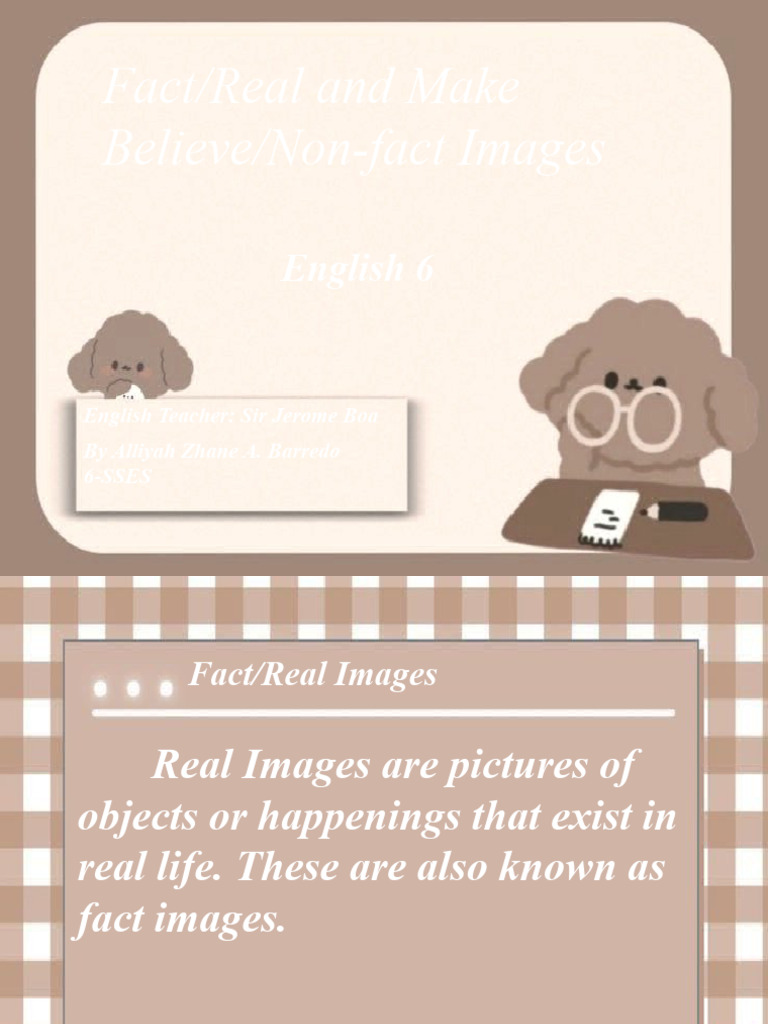 Fact/Real and Make Believe/Non-fact Images: English 6 | PDF