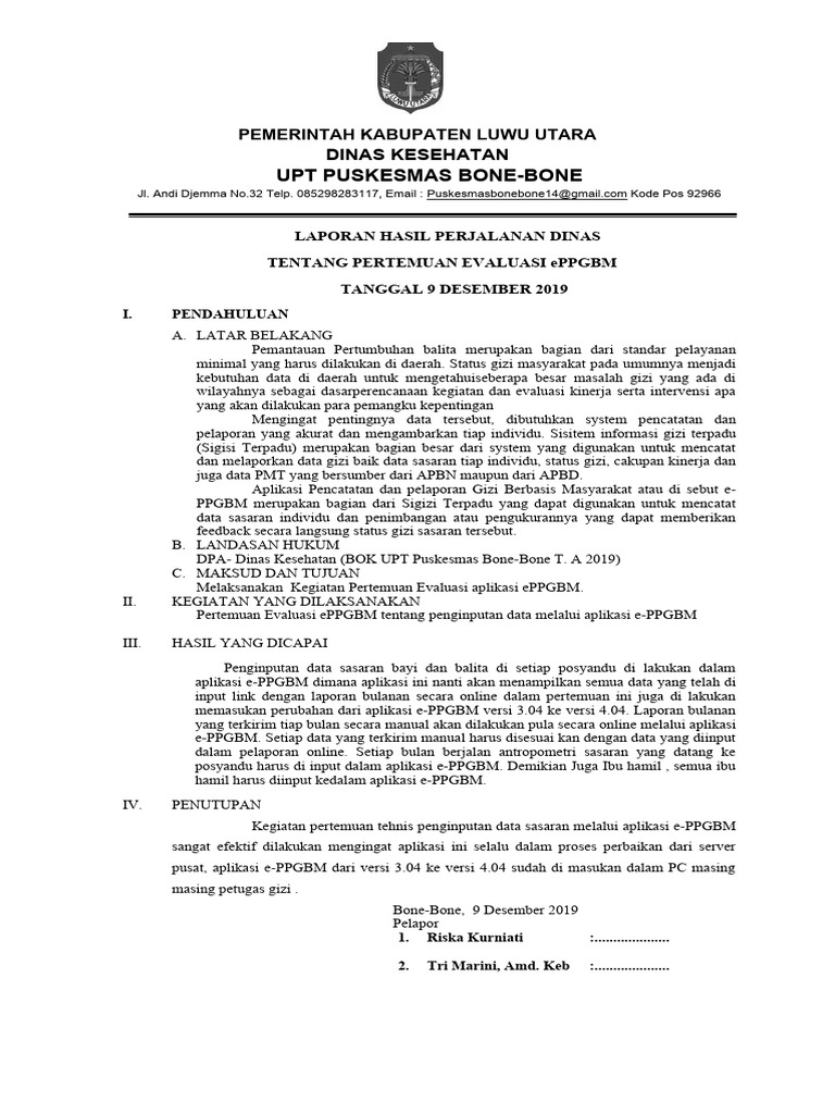 LAPORAN Hasil SPJ Dinas | PDF