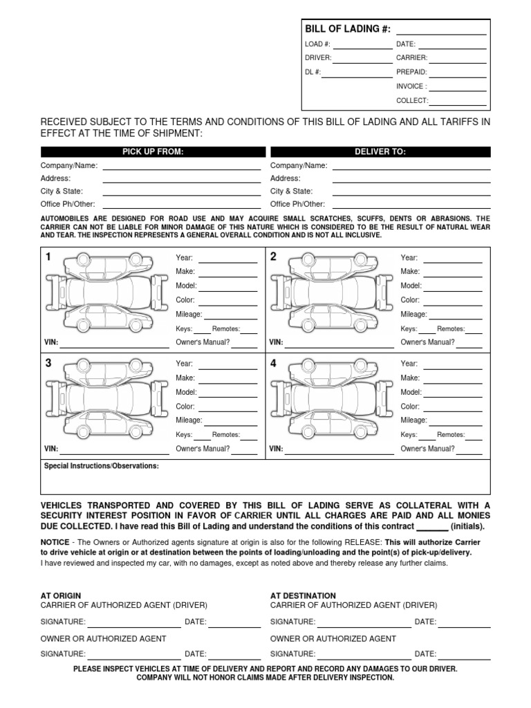 Blank BOL | PDF | Cargo | Bill Of Lading