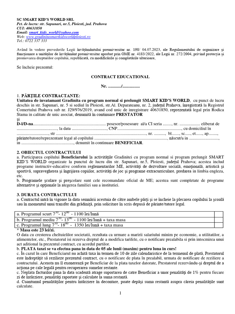 Contract Educational 2023-2024 | PDF