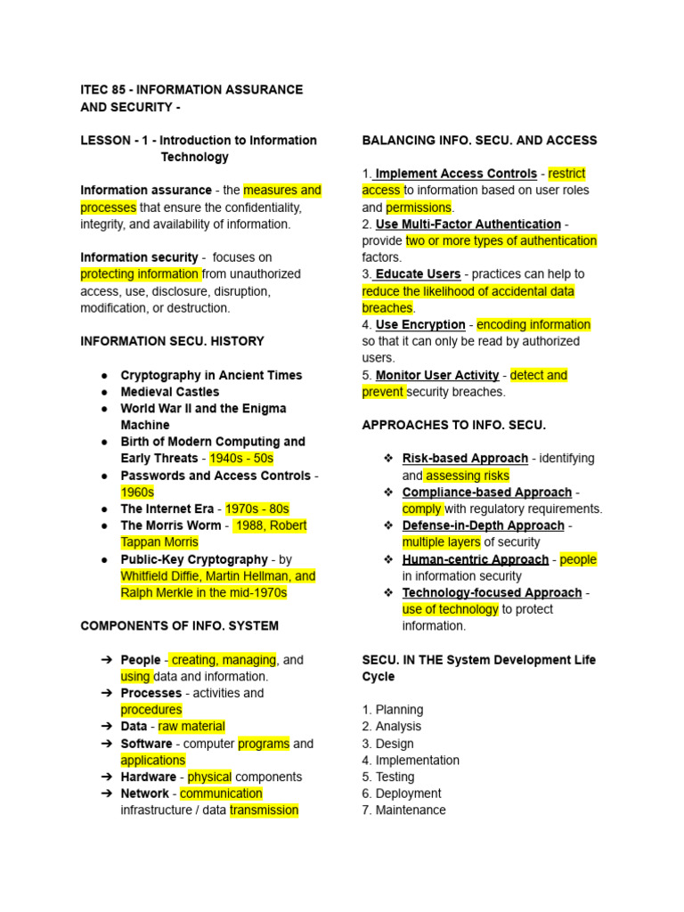 Itec 85 - Information Assurance and Security | PDF | Computer Security ...