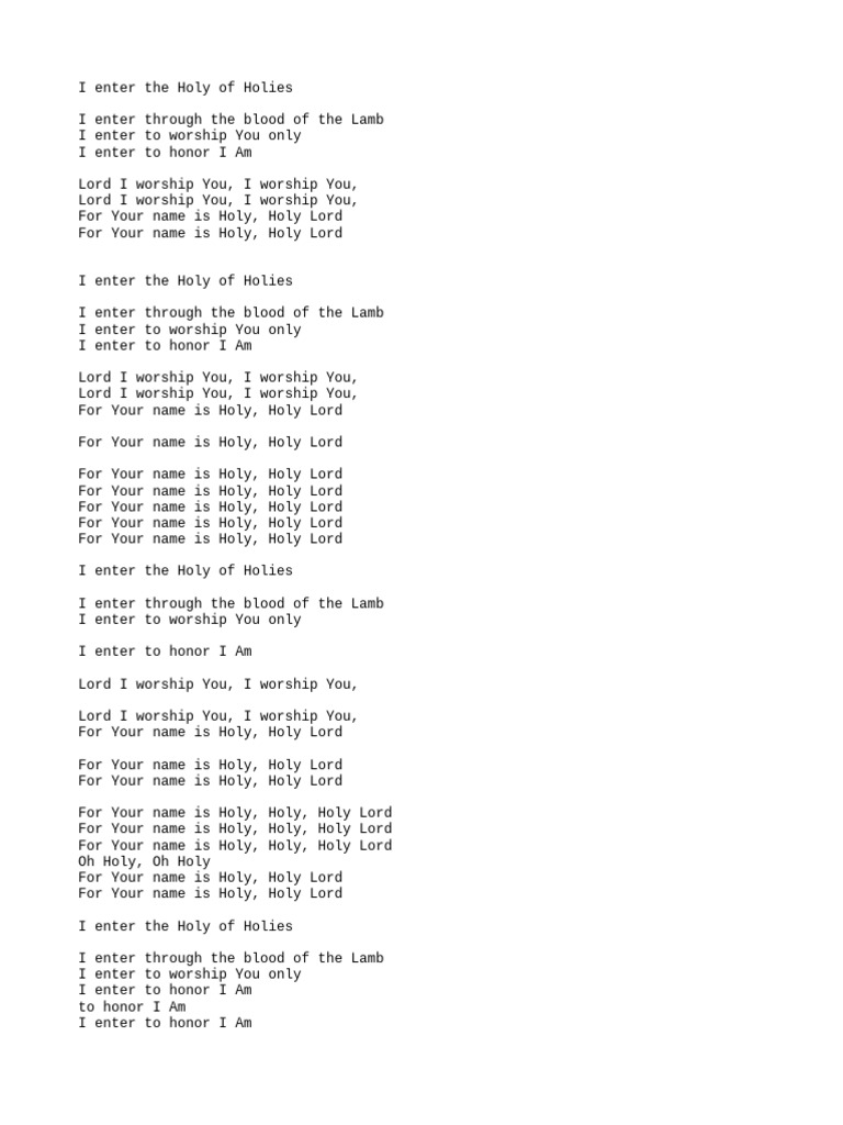 I Enter the Holy of Holies | PDF