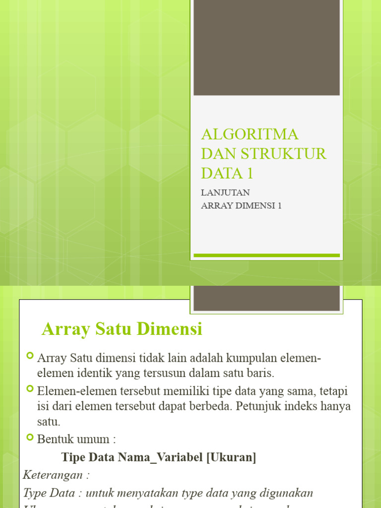Pertemuan 4 Array Dimensi 1 | PDF | Metode & Bahan Ajar | Komputer