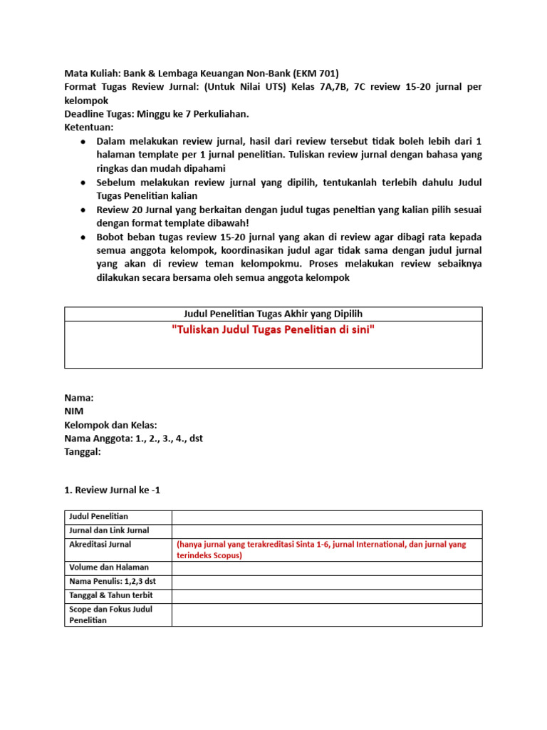 Template Tugas Review Jurnal - EKM701 (Tugas UTS) | PDF | Komputer