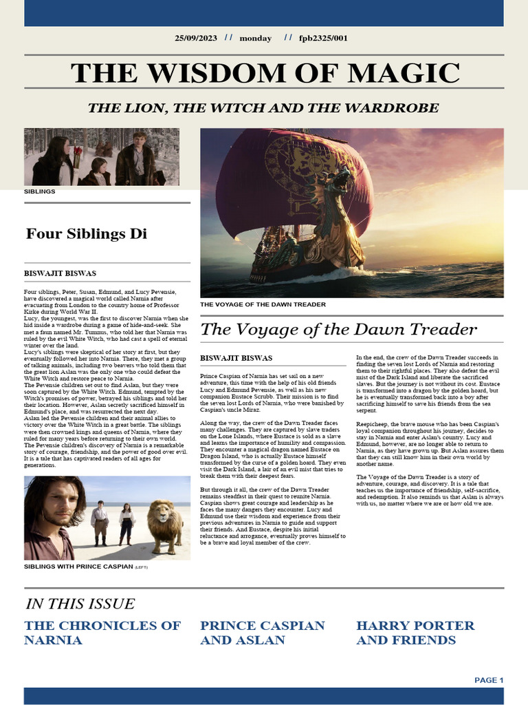 Newspaper 001 | PDF | The Chronicles Of Narnia | Aslan