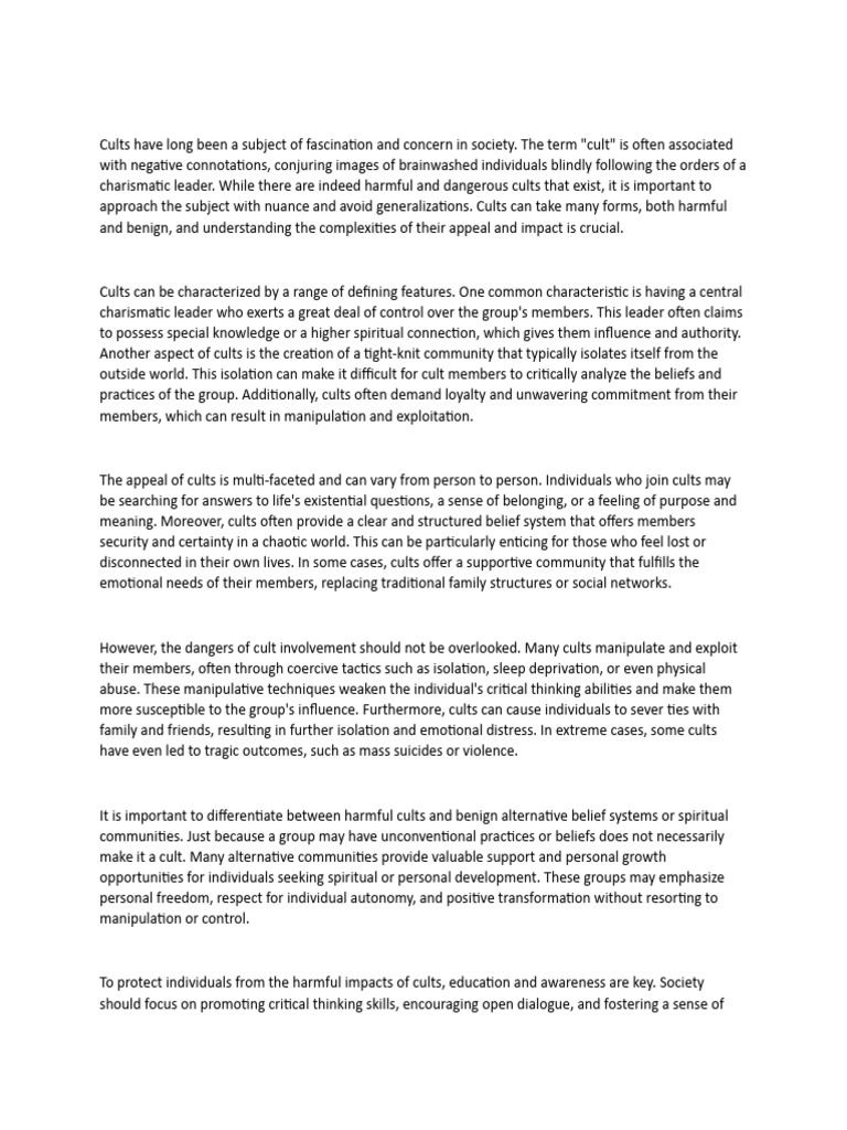 Cult Essay | PDF