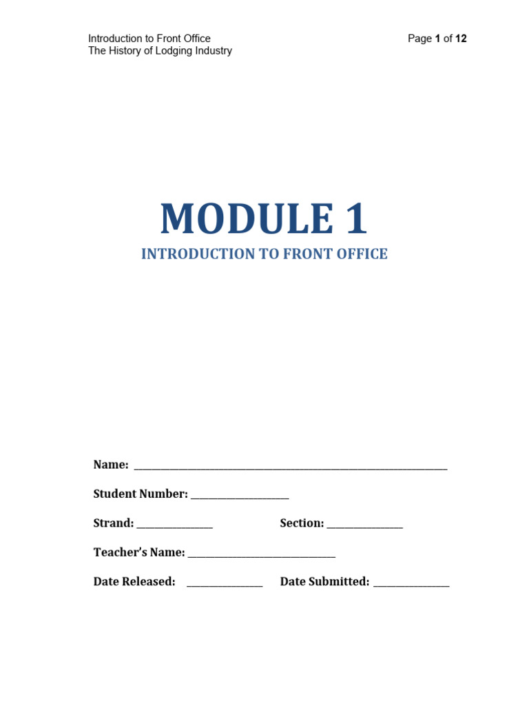 Module 1 Content 1 | Download Free PDF | Hotel | Metro Manila