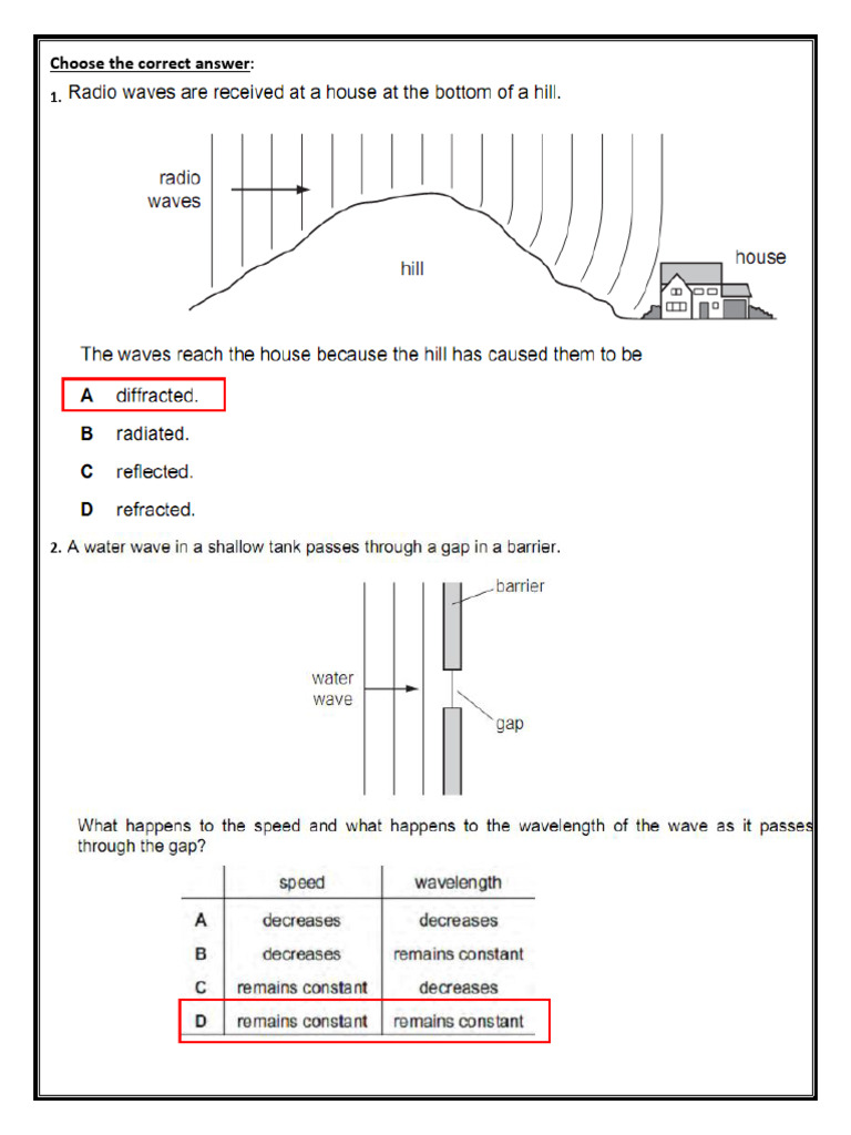 Revision Physics 8 Q With Answers | PDF | Waves | Reflection (Physics)