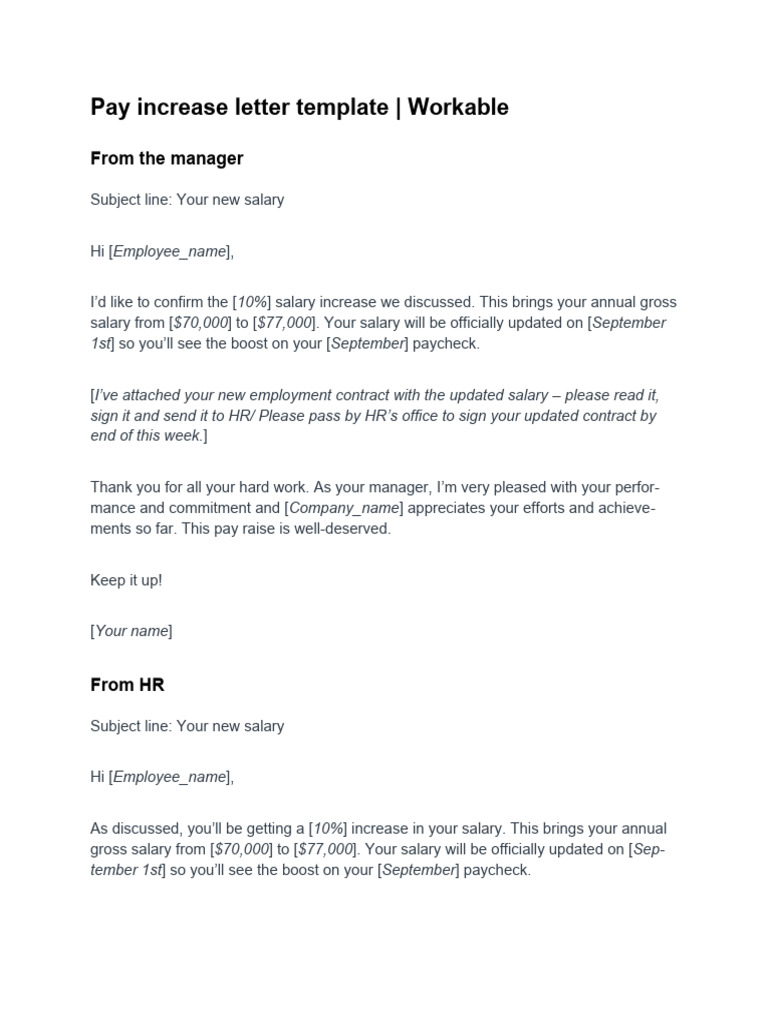 Salary Increase Letter Template | PDF