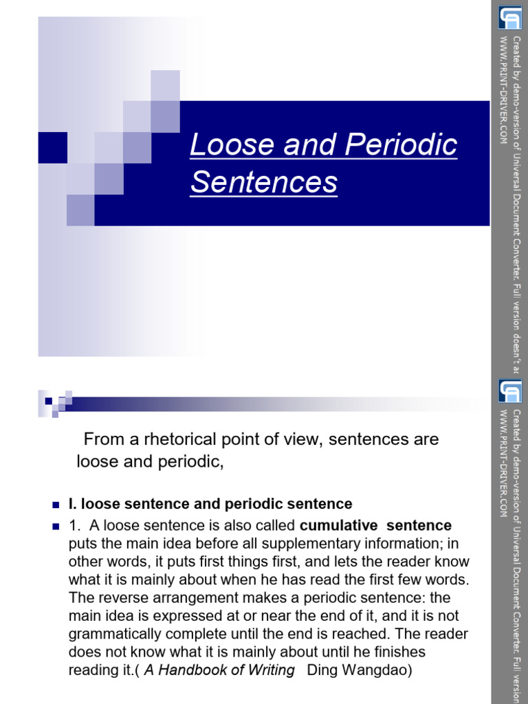 Loose and Periodic Sentence | PDF