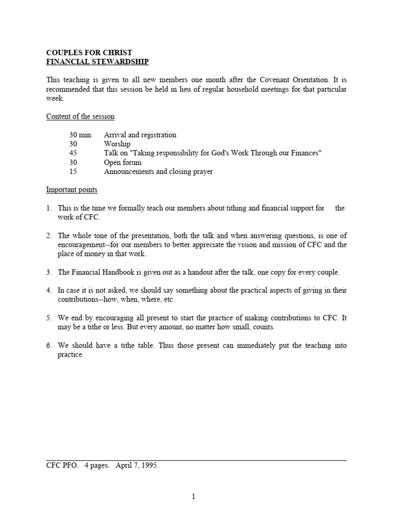 CFC Financial Stewardship Overview | PDF