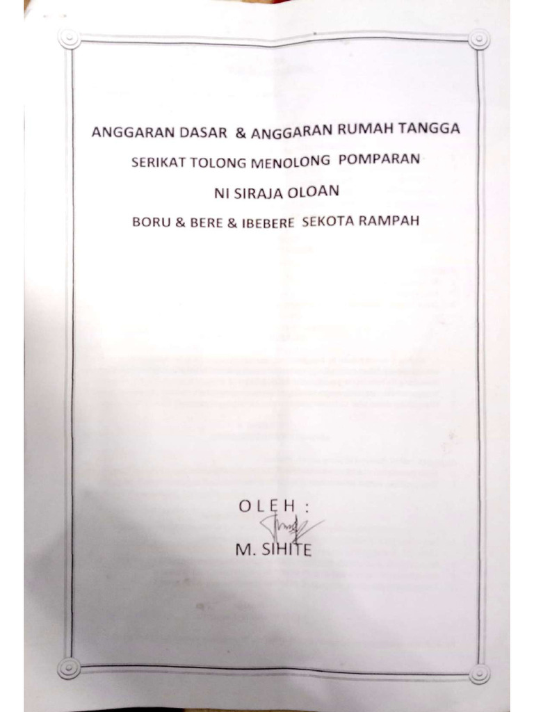 AD - ART Punguan Siraja Oloan | PDF