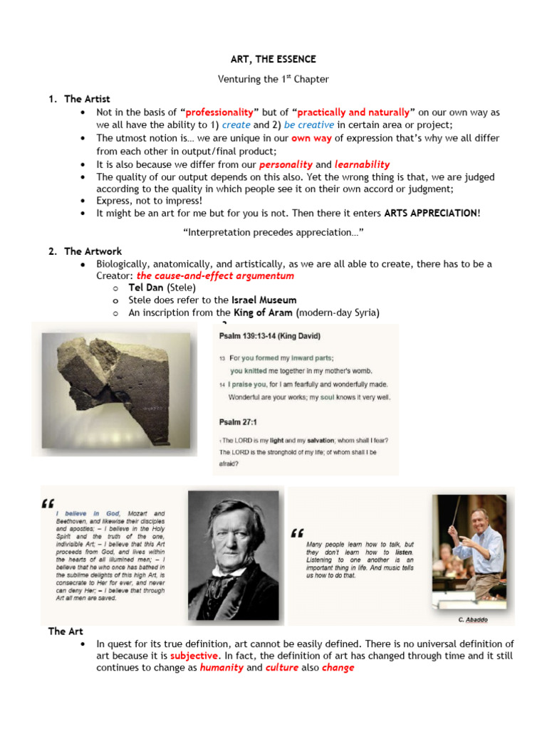 Arts Appreciation Chapter 1 and 2 | PDF | The Arts | Abstract Art