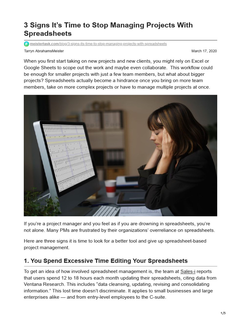 3 Signs Its Time To Stop Managing Projects With Spreadsheets | PDF