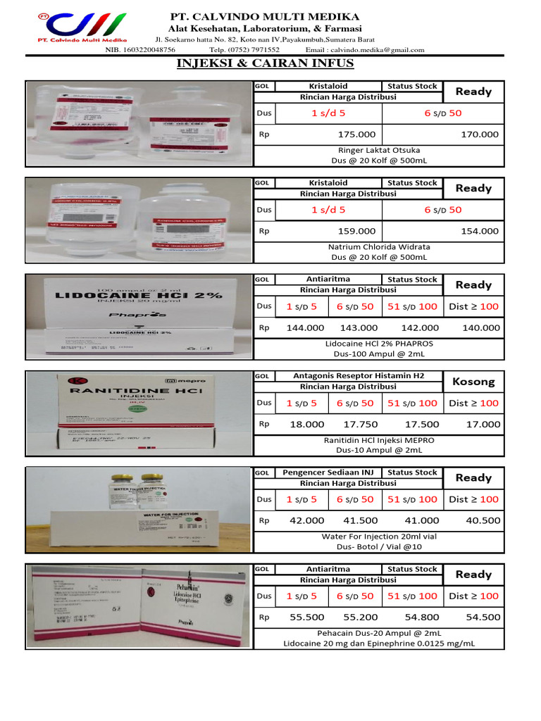 Harga Injeksi Ranitidin dan Lidocaine | PDF | Chemical Substances ...