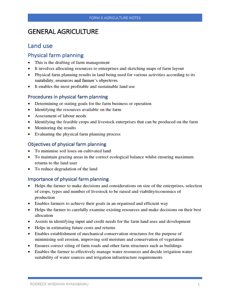 Form 3 Agriculture Comprehensive Notes | PDF | Technology & Engineering